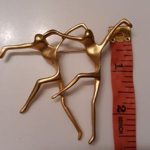A.J.C. | Jewelry | Vintage Modernist Ajc Goldtone Dancers Brooch | Poshmark